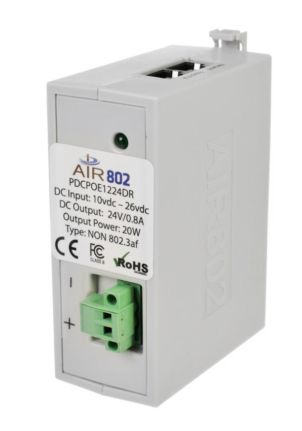 AIR802 - PoE Inversor DC - DC + Inyector PoE con 12VDC o 24VDC (10 a 26 ...